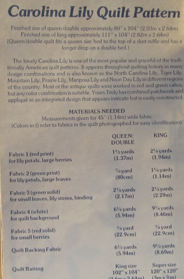 CAROLINA LILY QUILT PATTERN– Sewing Patterns House