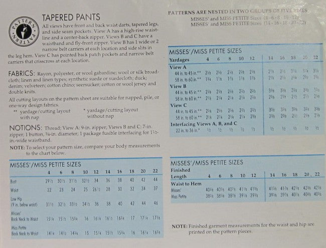 TAPERED PANTS– Sewing Patterns House